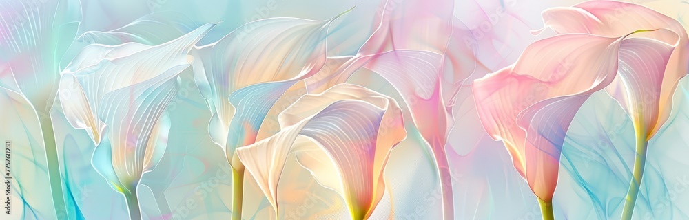 x -ray beautiful calla lilies pattern, wallpaper background, soft color ...