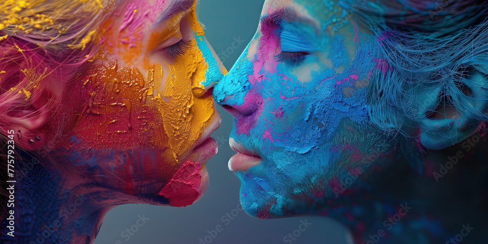 Unión conceptos igualdad, sin distinción, día internacional del beso ...