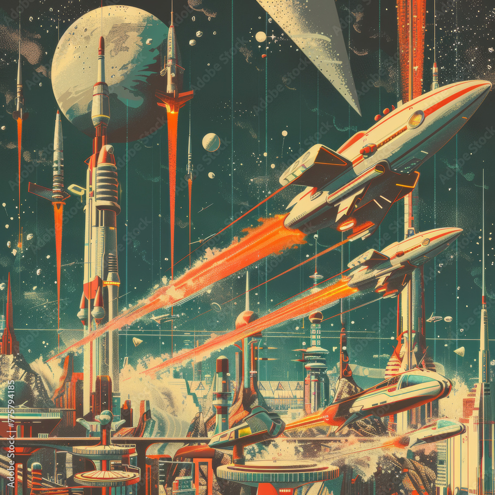 Design a Retro-Futurism-inspired poster that captures the essence of a ...