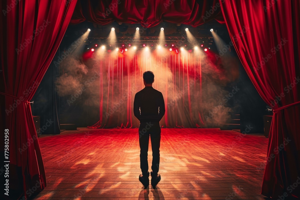 Dynamic Actor man theater stage. Role empty. Generate Ai Stock Photo ...
