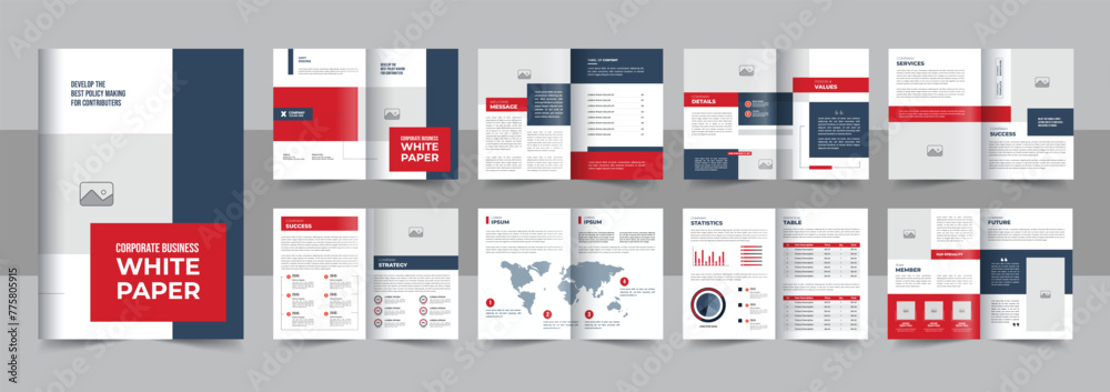 White paper layout design or booklet and catalog design template vector ...