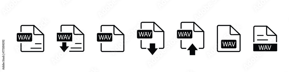 File format extensions icon set in line style. Document file type ...