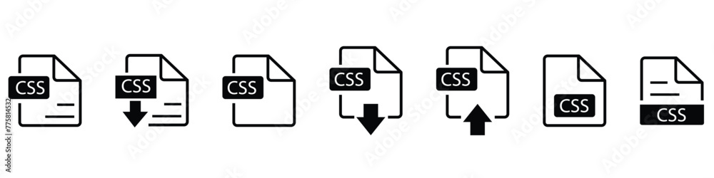 File format extensions icon set in line style. Document file type ...
