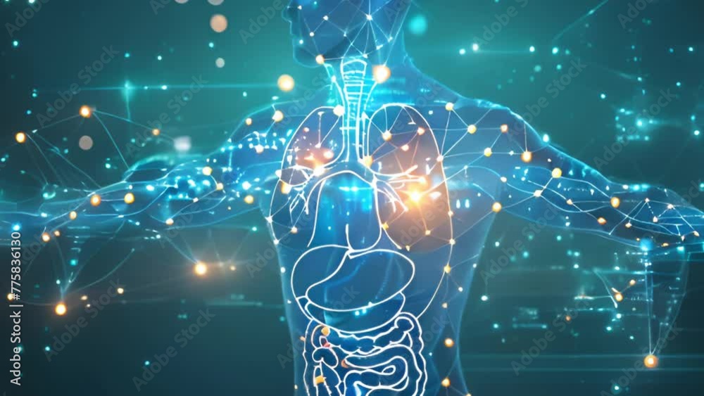 X ray heart,organs anatomy. graphic of man’s body x-ray with digital ...