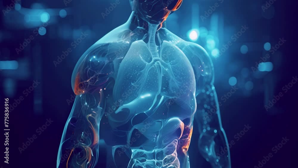 X ray heart,organs anatomy. graphic of man’s body x-ray with digital ...