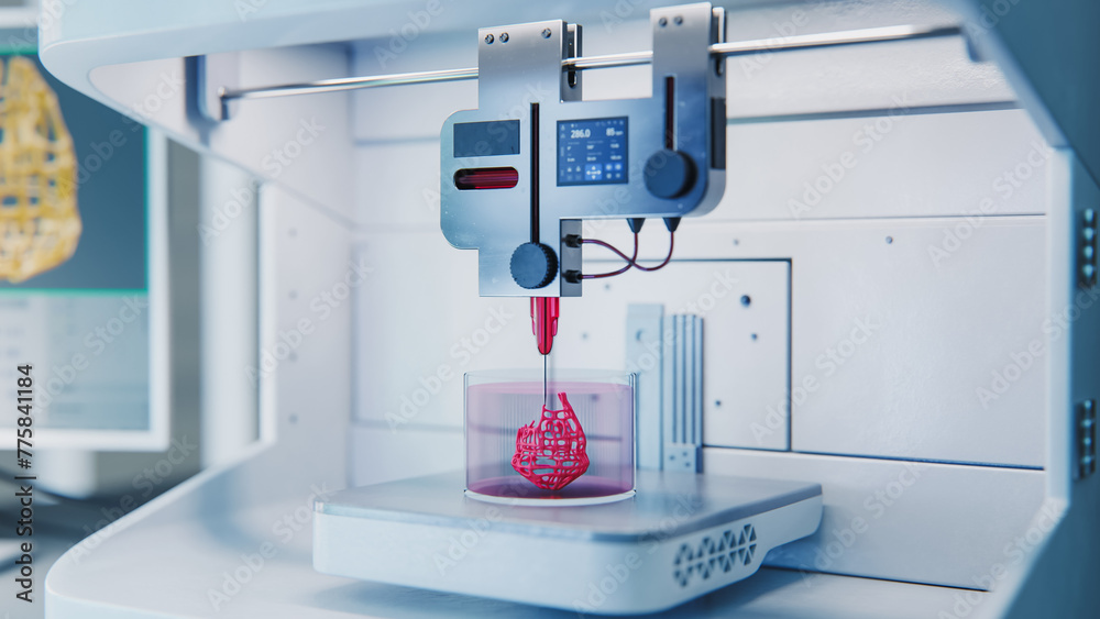 3D Render Of Medical Laboratory Bioprinting a 3D Organ. Advanced ...