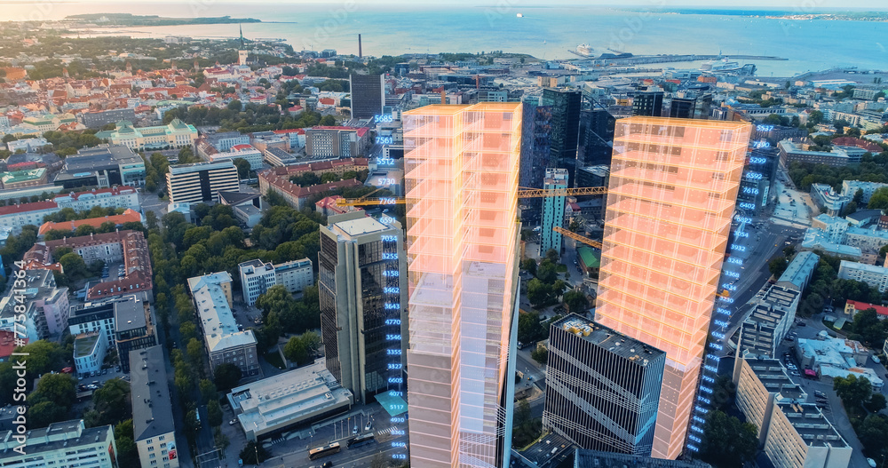 Aerial Drone Shot of Building Construction Finished with VFX: City Real ...