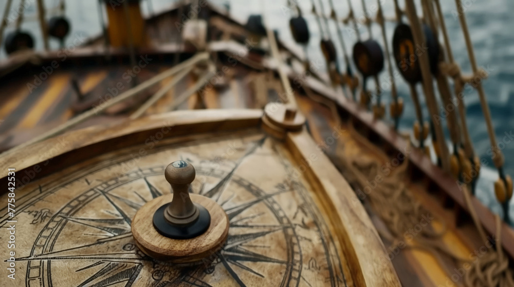 Vintage Compass: Navigational Tool for Historic Ships and Seafaring ...