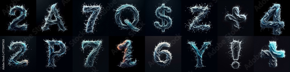 water splash lettering. AI generated illustration Stock Illustration ...