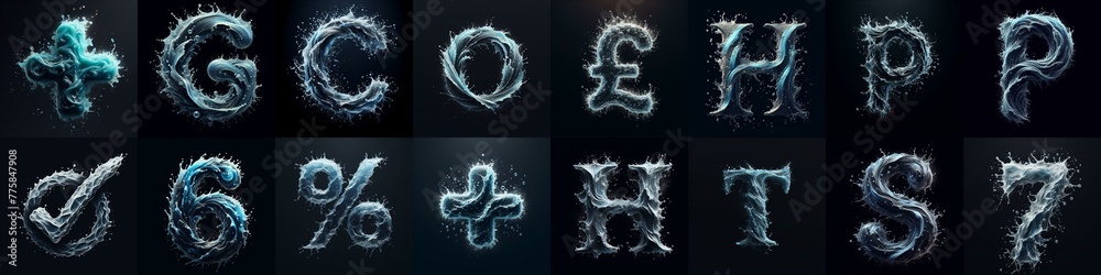 water splash lettering. AI generated illustration Stock Illustration ...