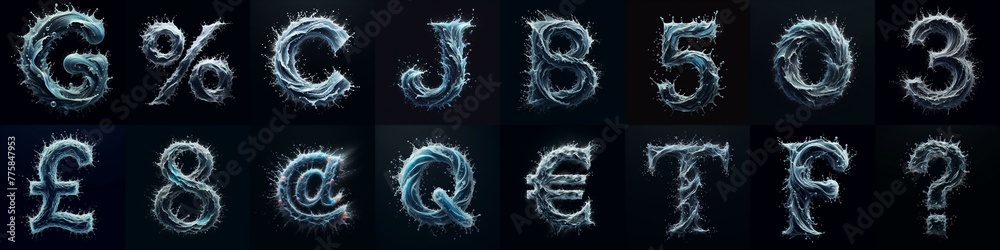 water splash lettering. AI generated illustration Stock Illustration ...