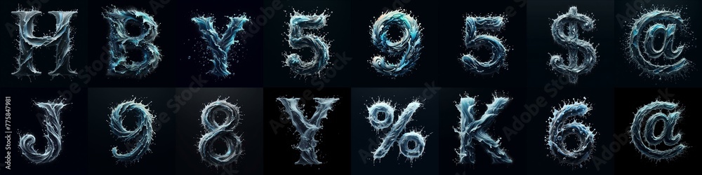 water splash lettering. AI generated illustration Stock Illustration ...