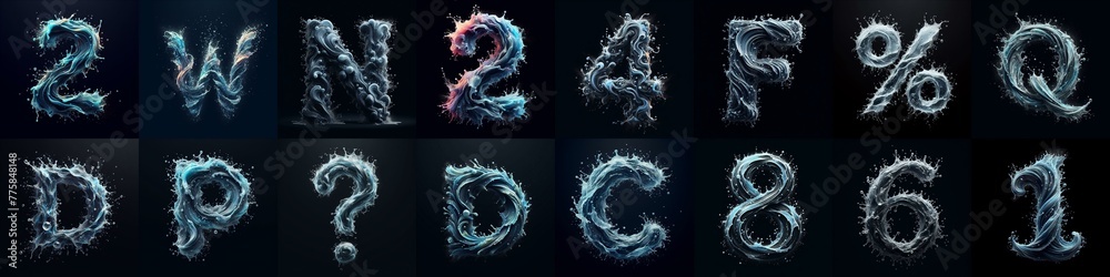 water splash lettering. AI generated illustration Stock Illustration ...