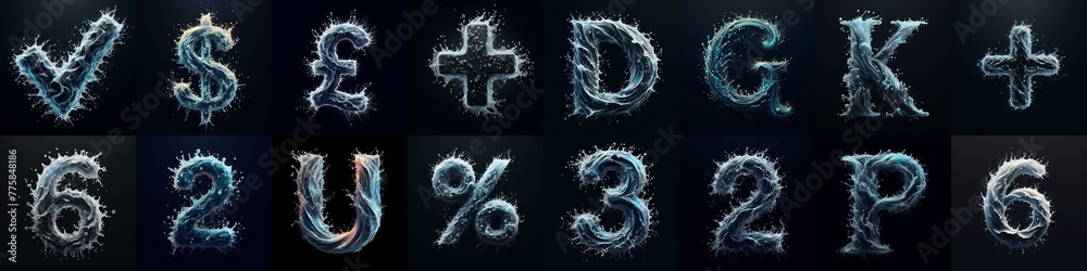 water splash lettering. AI generated illustration Stock Illustration ...