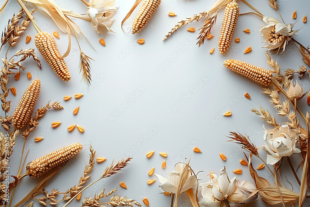 maize invitation card, white color background, blank space Stock ...