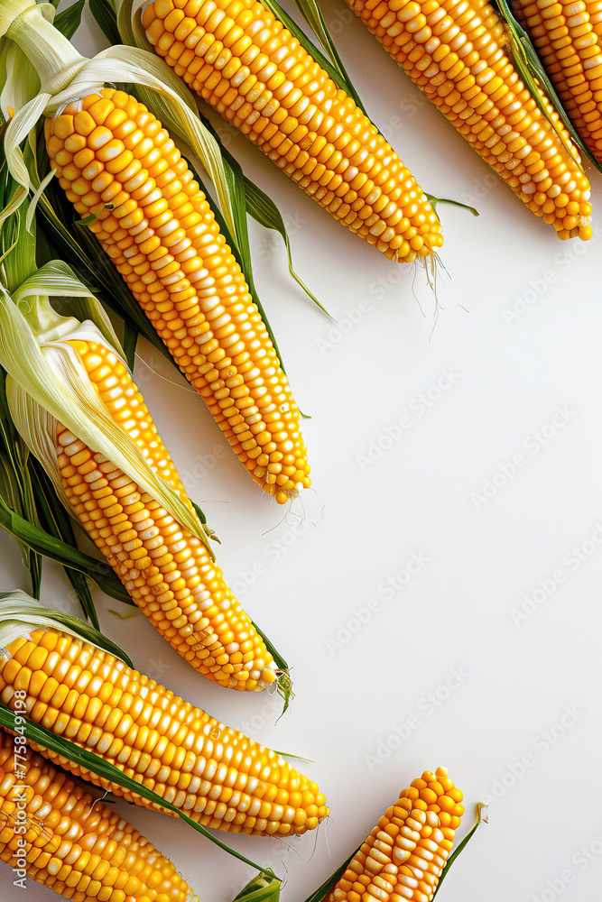 maize invitation card, white color background, blank space Stock ...