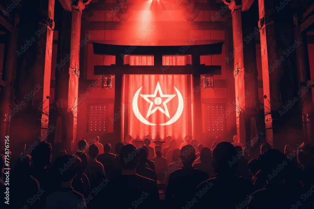 An evocative illustration blending diverse religious symbols ...