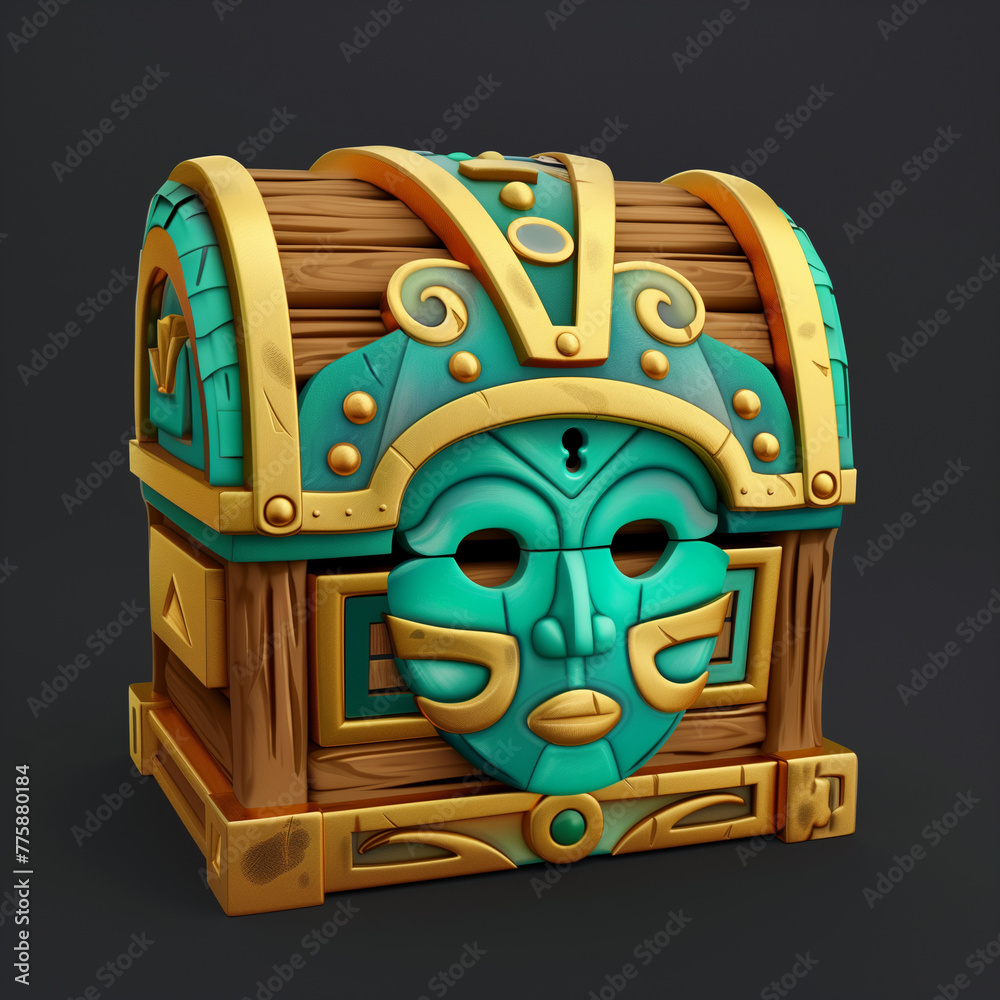 Mayan treasure chest. Inca treasure chest. Mayan loot box. Mayan chest ...