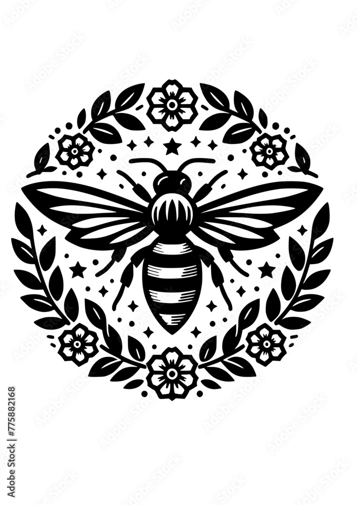 Bee With Flowers Svg, Bee Svg, Bee Flower Svg, Bee Hive Svg, Bee ...