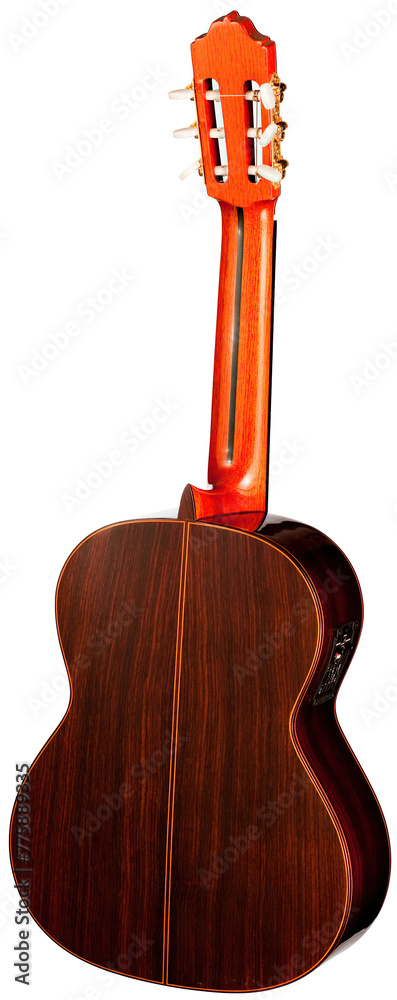Classical Spanish flamenco guitar close up, dramatically lit isolated ...