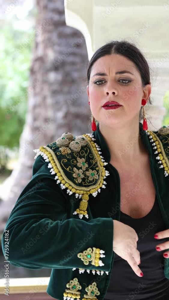 latina woman dances as a way of life. 4K vertical video showing how she tours around the world ...