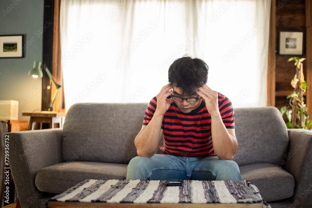 sad serious illness man.depressed emotion panic attacks alone sick ...