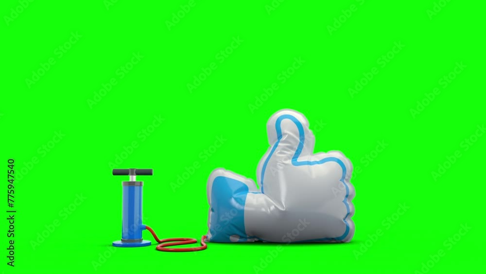 Expanding a balloon into a thumbs-up gesture, indicative of social ...