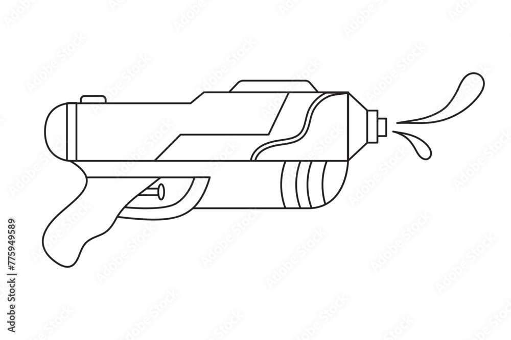 Vector plastic children's toy water gun outline icon isolated on white ...