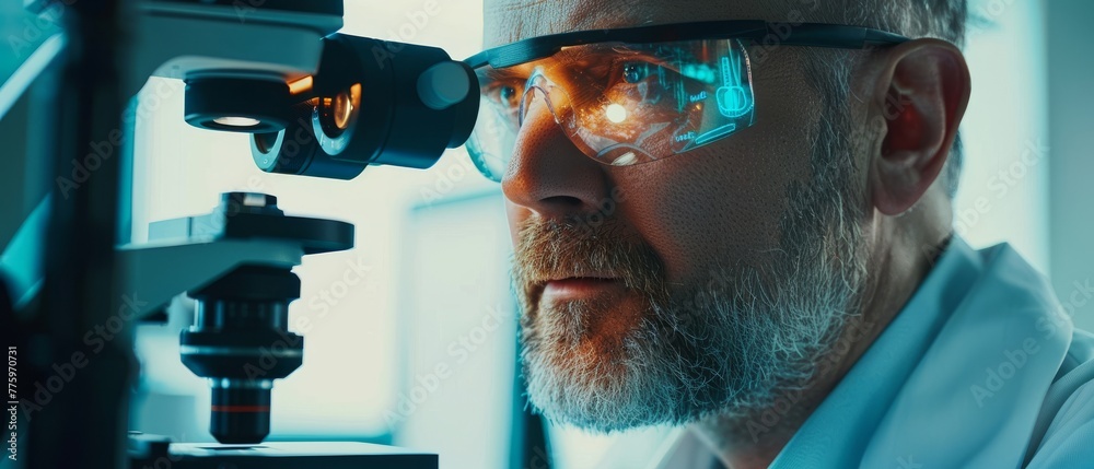 Bionic eye vision enhancement procedure in a medical lab highlighting ...