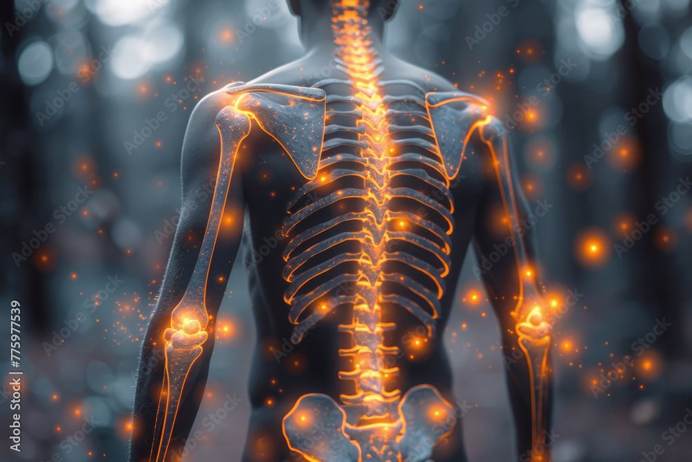 Illustration of the spine, intervertebral pain, intervertebral hernia ...