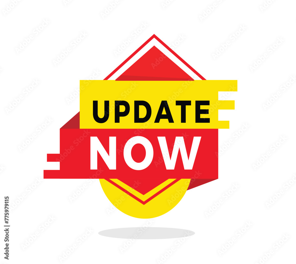 Update now red label icon for announcement, advertising, vector. Flat ...