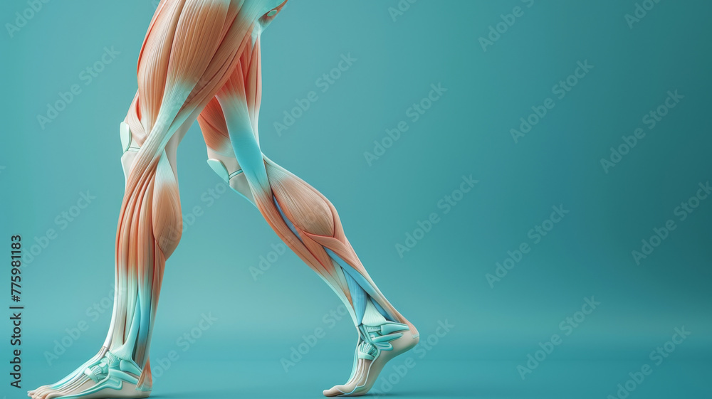 Anatomical digital illustration of the human leg muscles and tendons ...