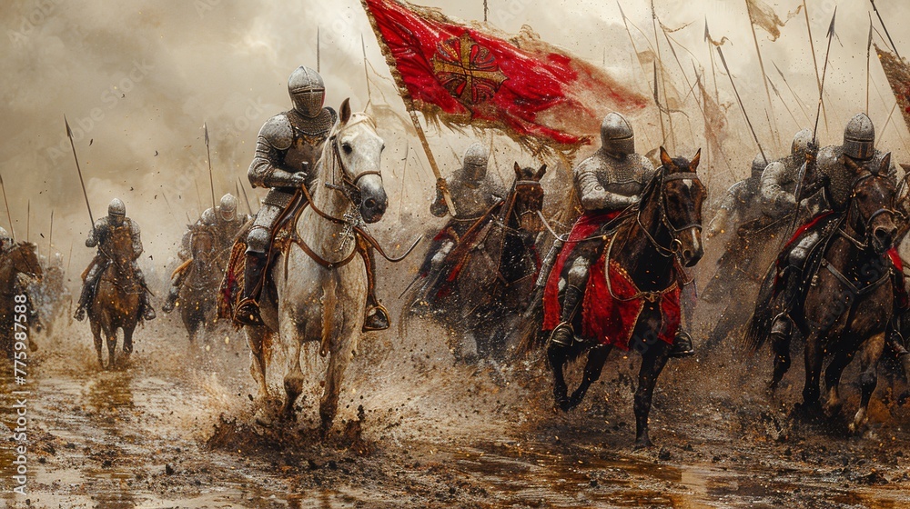 Ilustração do Stock: Medieval Battle: Illustrate a fierce battle scene ...