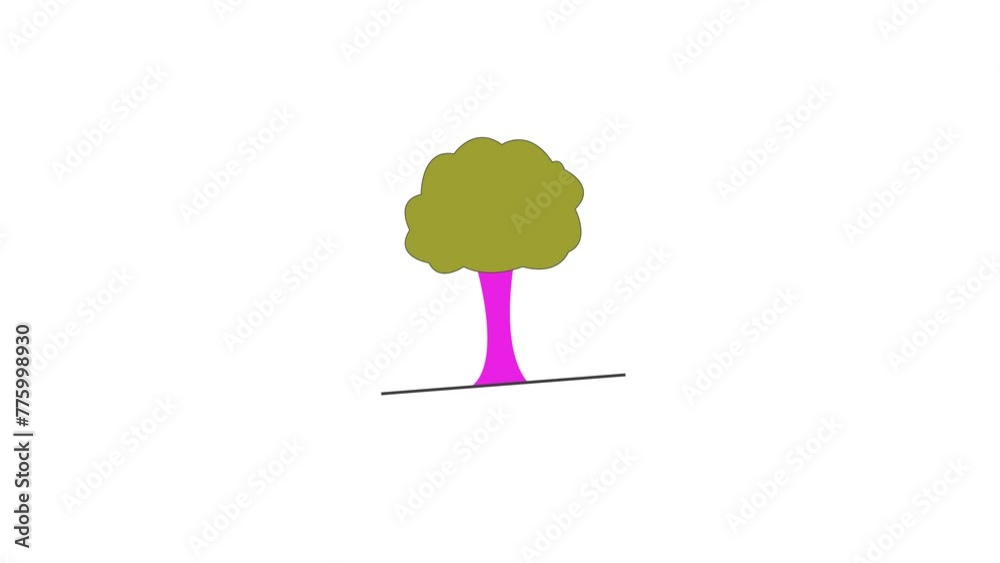 Cartoon trees animation on a transparent on background. Trees icon ...