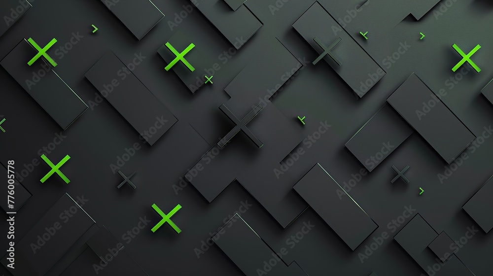 minimalist black background design with symmetrical repeated green plus ...