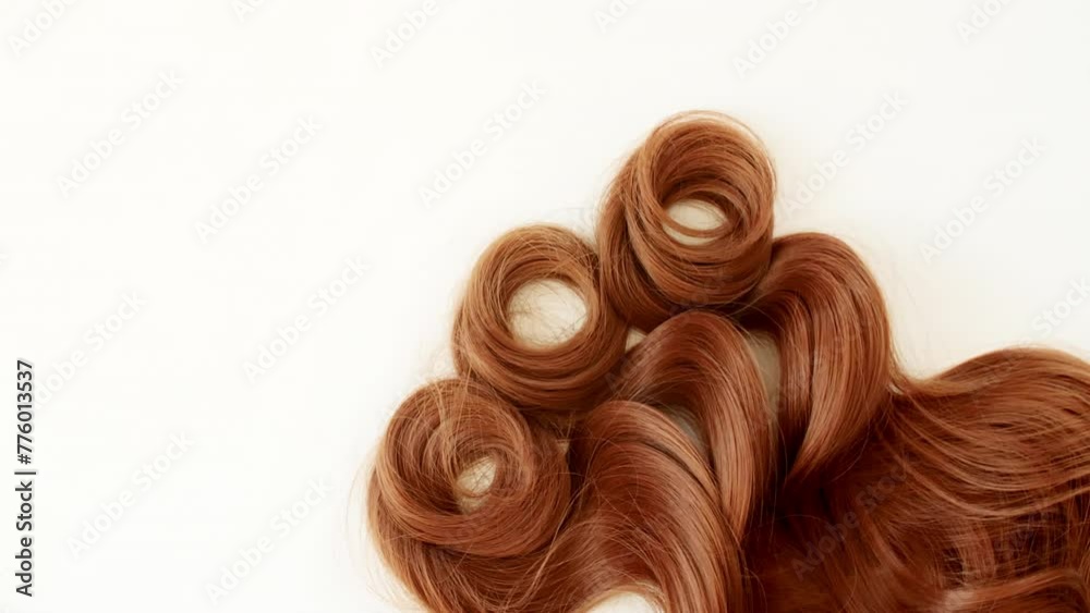 Bunch of locks of brown wavy hair. Shiny woman hair strand, curl. Hair ...