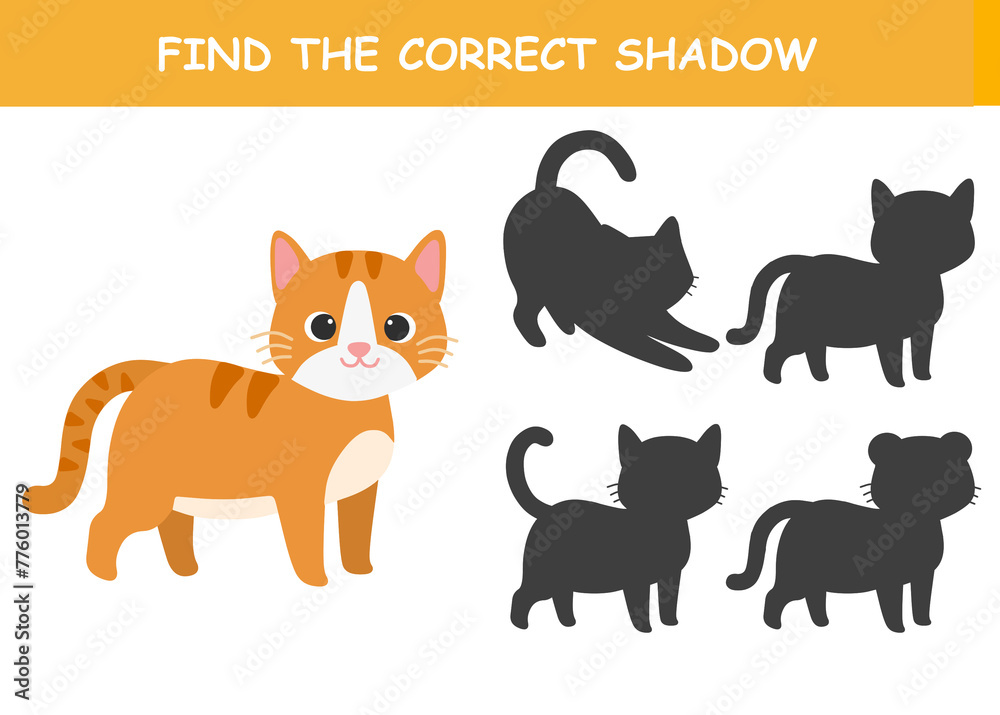 Shadow matching game for kids. Find the correct shadow. Educational ...