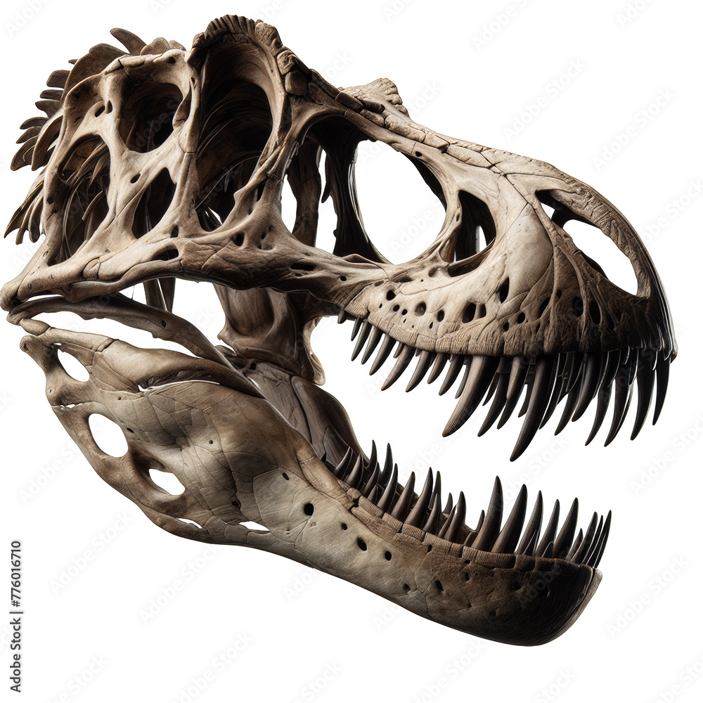 Dinosaur head skeleton fossil isolated on transparent background ...