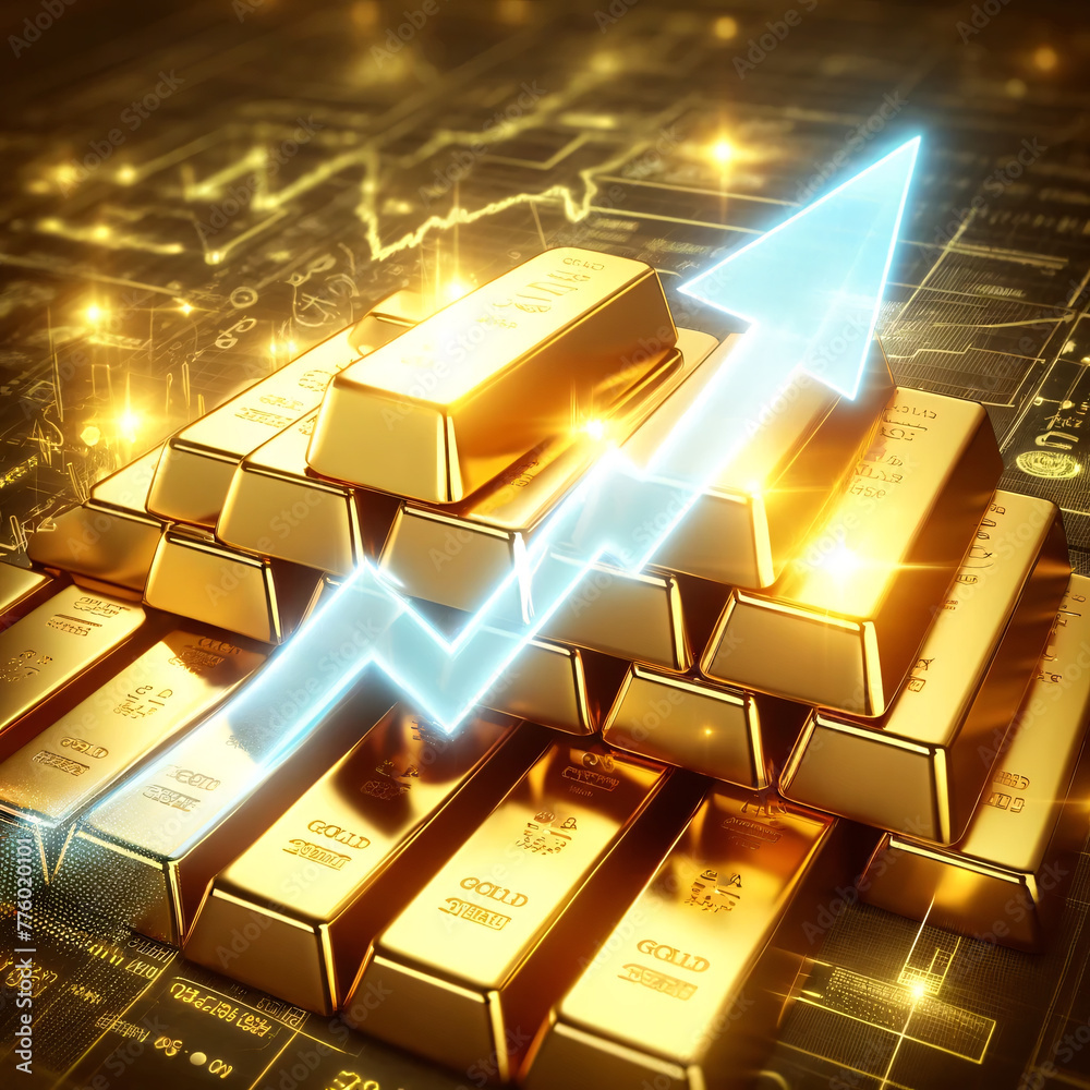 Rising Gold Prices: Upward Arrow on Gold Bars Stock Illustration ...
