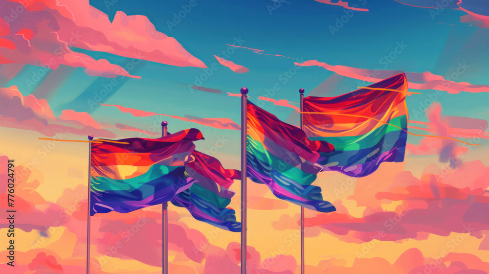 Rainbow flag as a symbol of tolerance and acceptance. LGBT community at ...