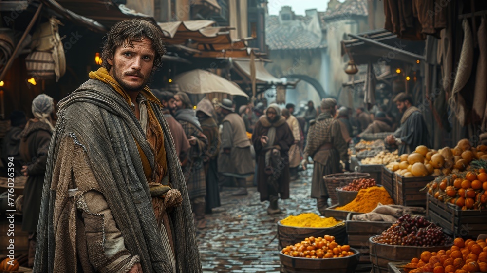 Medieval Market: Photograph bustling market scenes with merchants ...