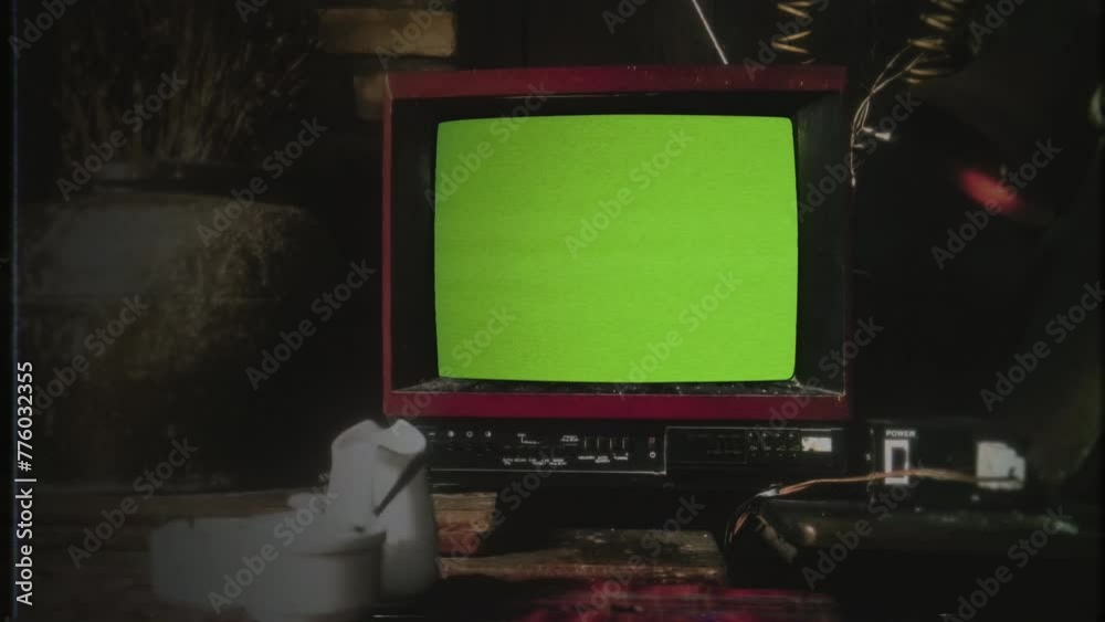 Retro TV Green Screen Old VHS Texture Vintage Television Zoom In. Old ...