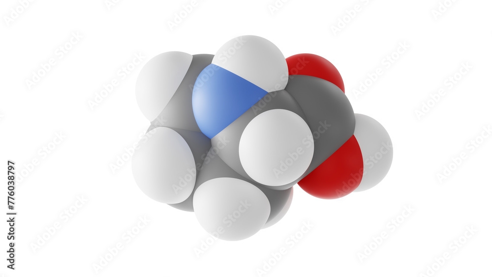 proline molecule, proteinogenic amino acid, molecular structure ...