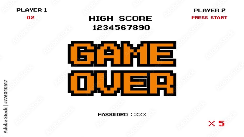 Game Over Font Design. pixel art, 8-bit, Alphabet Typography Template ...