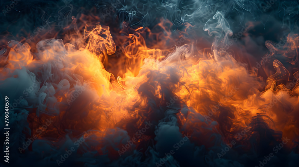 Dense smoke was rising and light was coming out from beneath the smoke ...