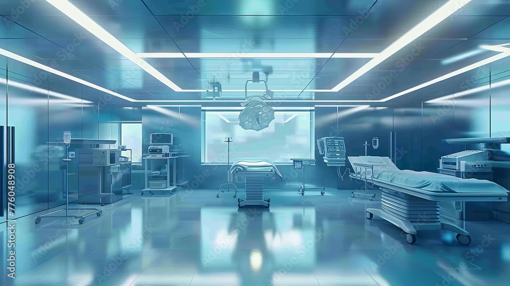 High-tech operating room with a blurred interior des AI generated ...