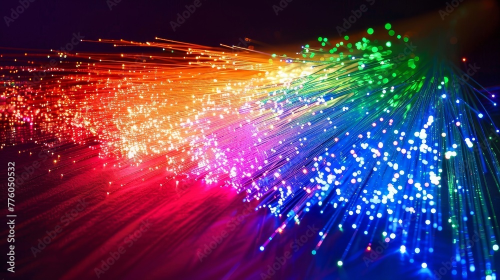Optical fibers radiating in a spectrum of vibrant hu AI generated ...