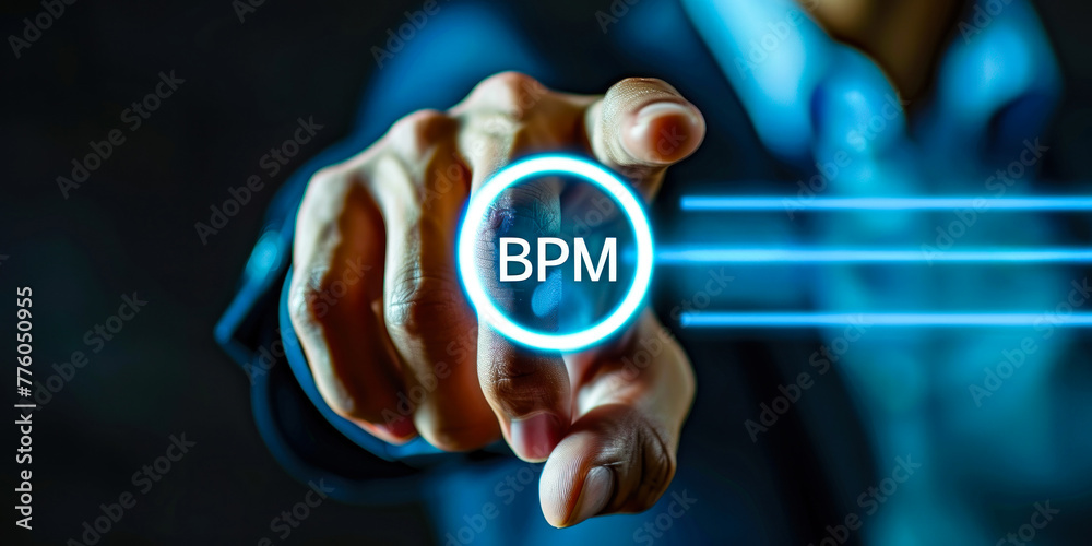 Business executive pointing to BPM Business Process Management ... Business executive pointing to BPM Business Process Management ...