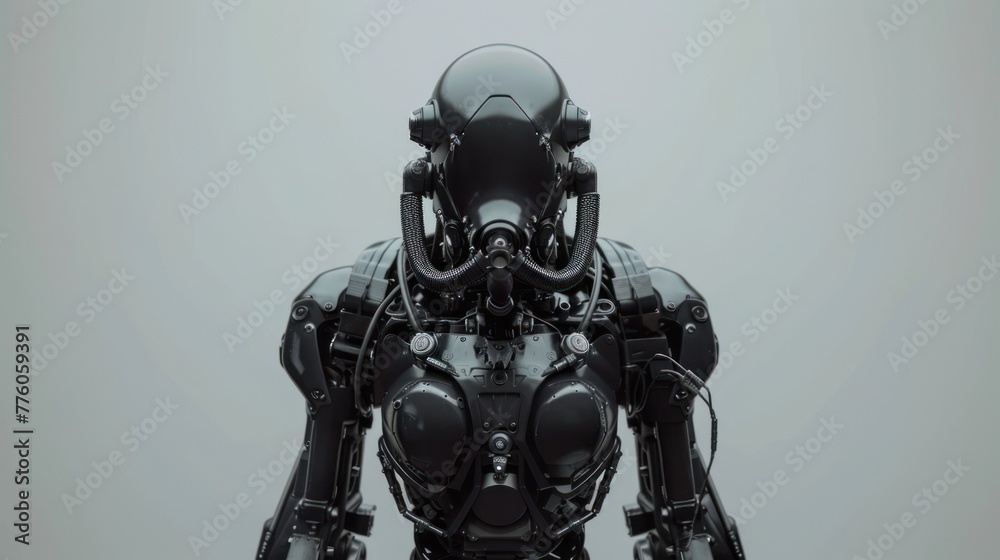 Illustration of a formidable mecha robot clad in full body armor and ...