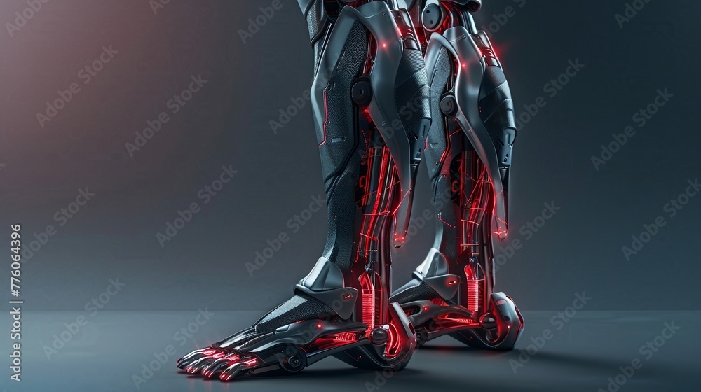 3D illustration of biomechanical limbs for enhanced athletic ...